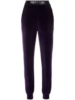 Philipp Plein Logo-waistband Velvet Track Pants