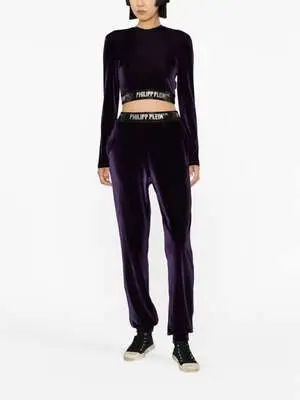 Philipp Plein Logo-waistband Velvet Track Pants