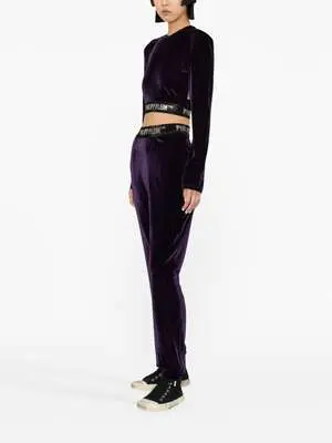 Philipp Plein Logo-waistband Velvet Track Pants