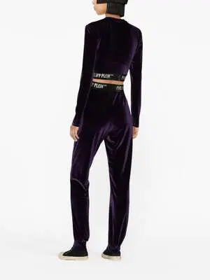 Philipp Plein Logo-waistband Velvet Track Pants