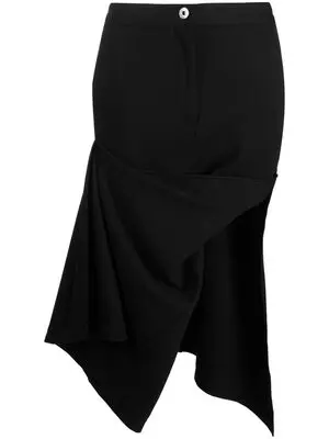 JW Anderson Asymmetric Draped Midi Skirt - Black