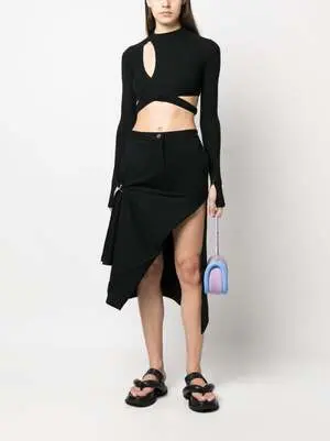 JW Anderson Asymmetric Draped Midi Skirt - Black