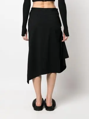 JW Anderson Asymmetric Draped Midi Skirt - Black