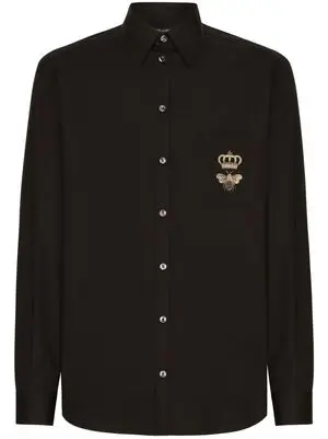 Dolce & Gabbana Motif-embroidered Cotton Shirt - Black