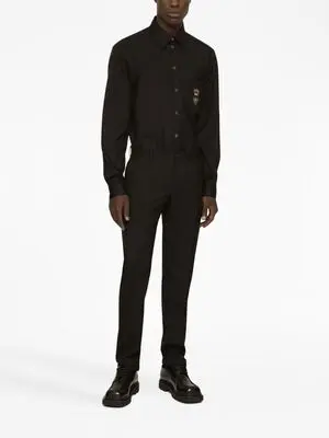 Dolce & Gabbana Motif-embroidered Cotton Shirt - Black