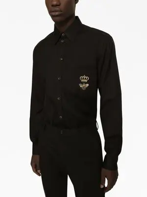 Dolce & Gabbana Motif-embroidered Cotton Shirt - Black