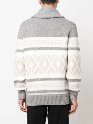 Brunello Cucinelli Pattern-intarsia Knitted Cashmere Cardigan