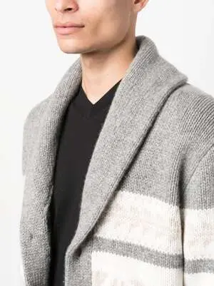 Brunello Cucinelli Pattern-intarsia Knitted Cashmere Cardigan