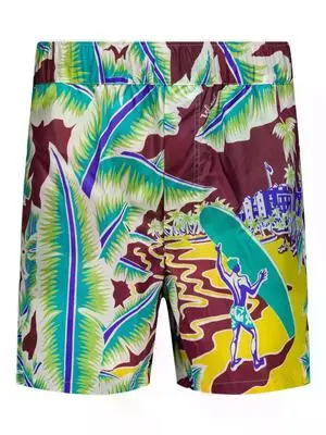 Valentino Garavani Surf Rider-print Swim Shorts - Green