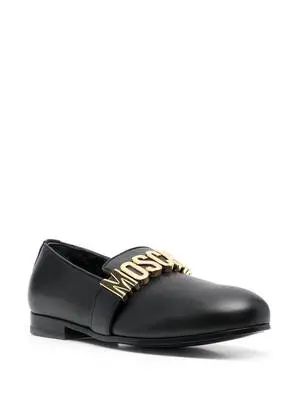 Moschino Plaque Leather Loafers