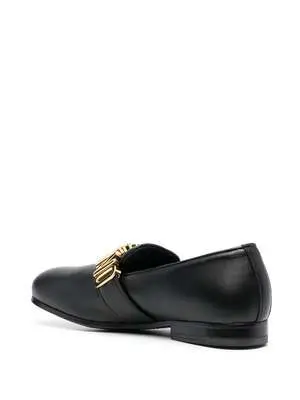 Moschino Plaque Leather Loafers