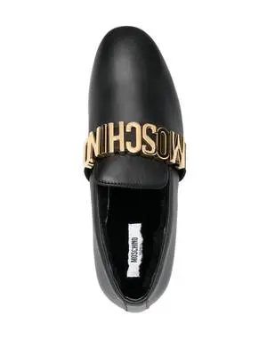 Moschino Plaque Leather Loafers