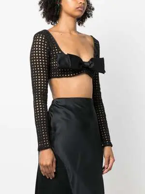 Giambattista Valli Macramé Bow Crop Top