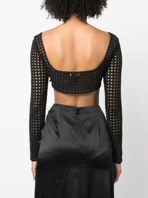 Giambattista Valli Macramé Bow Crop Top
