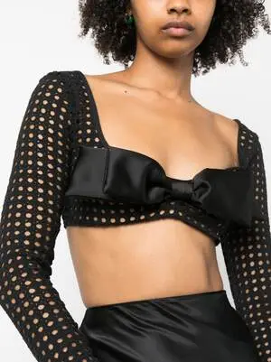Giambattista Valli Macramé Bow Crop Top