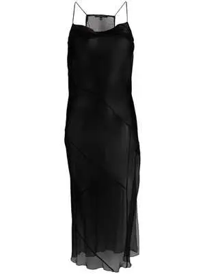 Patrizia Pepe Sheer Slip Midi Dress - Black