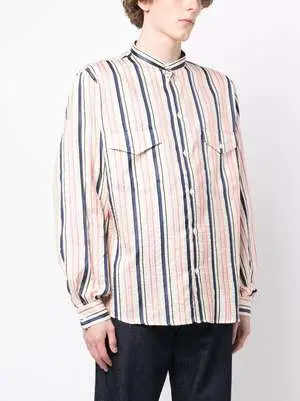 Bally Stripes-print Silk Shirt - Neutrals