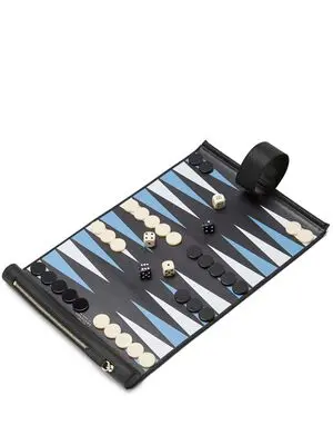 Smythson Panama Leather Backgammon Roll - Black