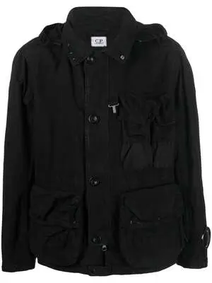 C.P. COMPANY Cargo-pocket Cotton Hooded Jacket - Black