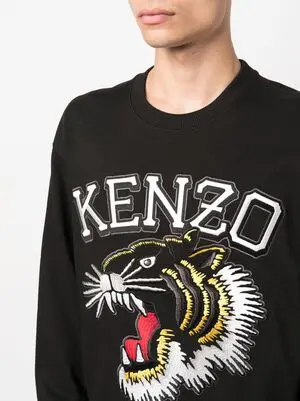 Kenzo Cotton Sweatshirt With Varsity Jungle Logo Embroidery