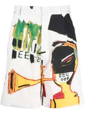 HONEY FUCKING DIJON Graphic-print Cotton Shorts - White