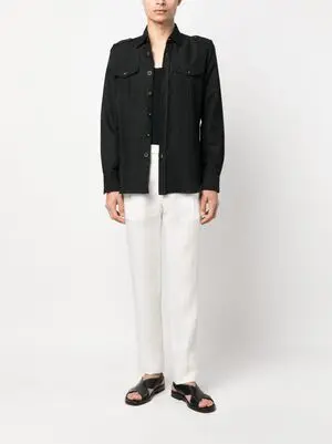PT TORINO Long-sleeves Cotton-linen-blend Shirt