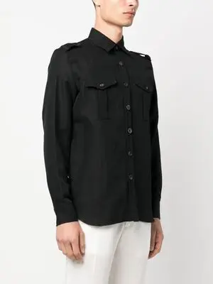 PT TORINO Long-sleeves Cotton-linen-blend Shirt