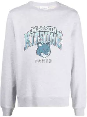 Maison Kitsuné Logo-print Cotton Sweatshirt - Grey