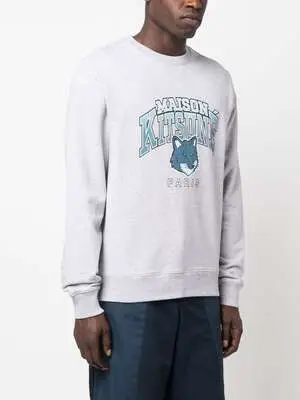 Maison Kitsuné Logo-print Cotton Sweatshirt - Grey