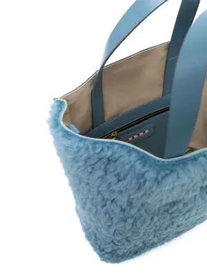 Marni Logo-patch Shearling Tote Bag