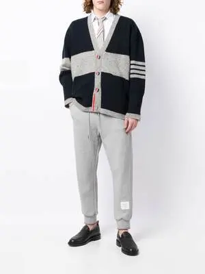 Thom Browne Herringbone-pattern Logo-patch Track Pants