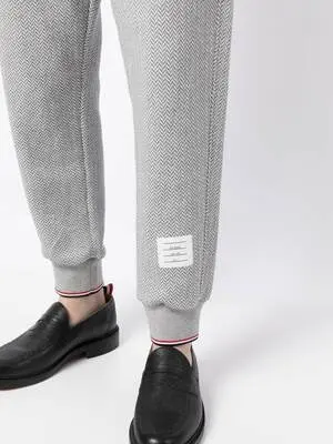 Thom Browne Herringbone-pattern Logo-patch Track Pants
