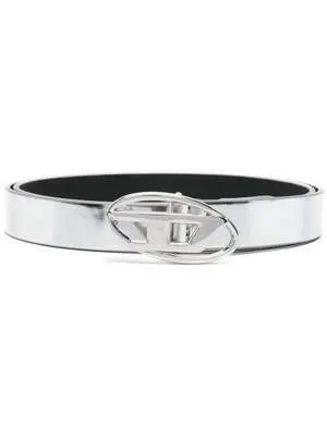 DIESEL 1dr Logo-buckle Belt - Silver