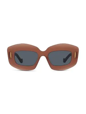 Loewe Chunky Anagram 49mm Rectangular Sunglasses Red