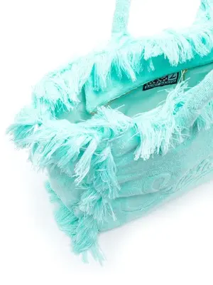 MC2 SAINT BARTH Terry Cloth Embossed Logo Vanity Bag With Fringe - Blue