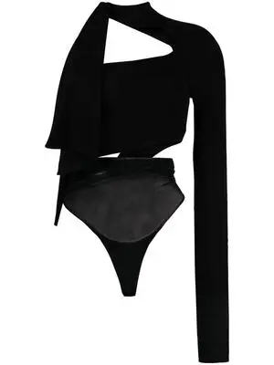MUGLER Cut-out One-shoulder Bodysuit