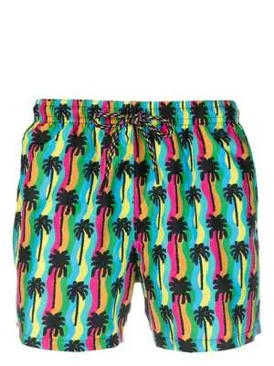 NOS BEACHWEAR Graphic-print Drawstring Swim Shorts - Green
