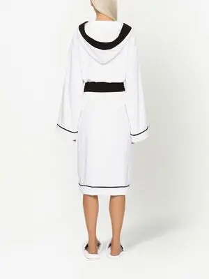 Dolce & Gabbana Embroidered-logo Tie-waist Robe - White