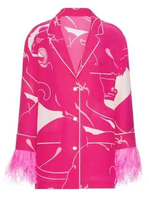 Valentino Garavani Panther Crepe De Chine Blouse - Pink