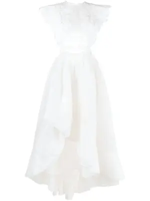 Zimmermann Flounce-skirt Embroidered Dress - White