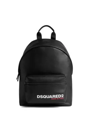 Dsquared2 Logo-print Pebbled Leather Backpack - Black