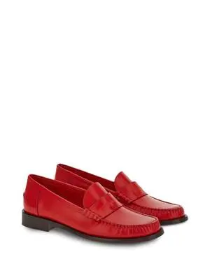 FERRAGAMO Logo-embossed Leather Loafers - Red