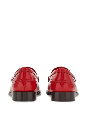 FERRAGAMO Logo-embossed Leather Loafers - Red