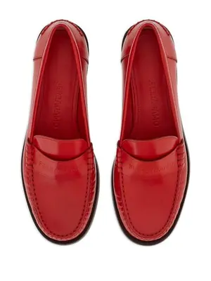 FERRAGAMO Logo-embossed Leather Loafers - Red