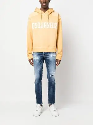 Dsquared2 Logo Print Distressed Hoodie