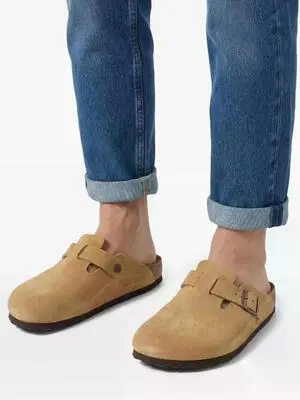 BIRKENSTOCK Boston Buckled Suede Sandals - Neutrals