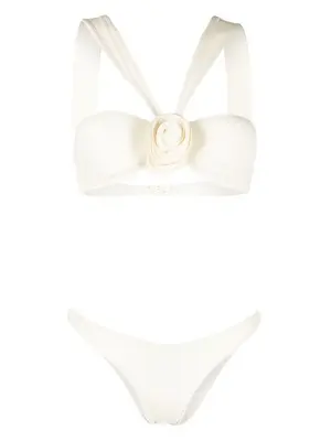 LA REVECHE Flower-detail Bikini Set