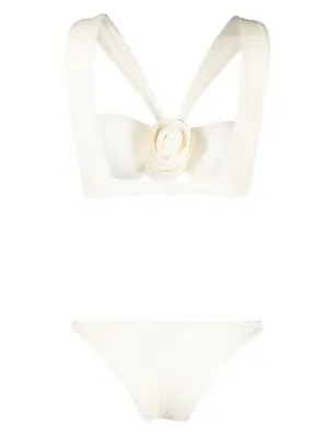 LA REVECHE Flower-detail Bikini Set