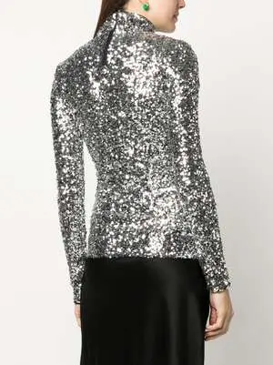 Patrizia Pepe Sequin-embellished High-neck T-shirt