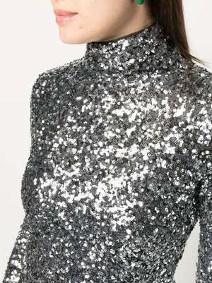 Patrizia Pepe Sequin-embellished High-neck T-shirt